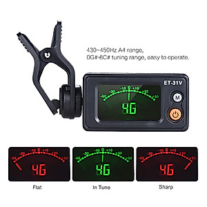 BUZHI ET-31V Multi-Function Clip-on Tuner Automatic Tuning Mode for Violin Viola Cello Bass Chromatic with LCD Display,Viola Tuner