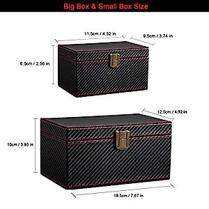 Faraday Box for Car Keys and Black/Red Car Key Signal Blocking Pouch Soft Leather Faraday Bag for Key Fob RFID Box for keyless Entry Car Keys Theft Prevention (1 Small Box + 1Black/1Red Pouch)