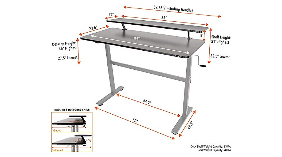 Stand Steady Tranzendesk 55" Adjustable Desk & Shelf