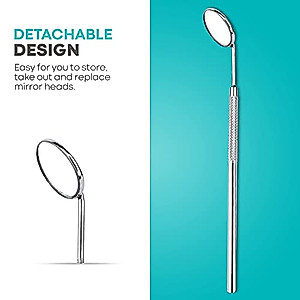 HOKIN Dental Mirror Number 5 Stainless Steel Professional Dentist Mirror with Two Removable Mirror Heads