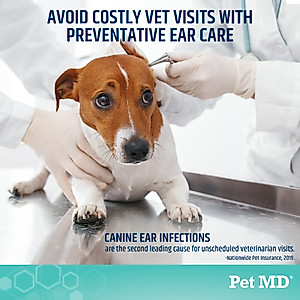 Pet MD Cat & Dog Ear Cleaner - Otic Ear Solution for Dogs - Pet Ear Cleaner - Cat Ear Cleaner Liquid - Cat & Dog Cleaning Supplies - Sugar Cookie Scent - 8 oz.