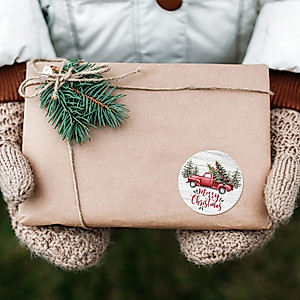 Whaline 1000Pcs Christmas Stickers 1.5Inch Assorted Plants Round Stickers in Roll Rustic Christmas Tree Wreath Elk Truck Patterns Label Stickers for Xmas Seals Cards Presents Envelopes, 8 Designs