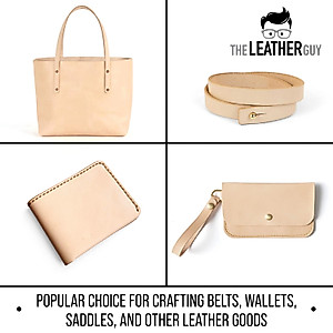 The Leather Guy Leather Sheets for Leather Working and Tooling, Vegetable Tanned Cowhide Leather Pre-Cut 8x10 Inches, Natural Color for Easy Dyeing, 4-5 oz Thickness (0.8 – 4mm)