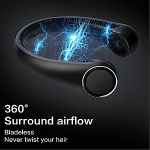 Dreamy Cubby Portable Neck Fan,Hands Free 360° Bladeless Small Fan Rechargeable Battery Operated,Wearable Cooling USB Personal Fan for Men Women Travel Hiking Outdoor