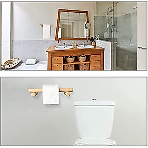 Premium Self-Adhesive Natural Beech Wood Towel Rack/Paper Towel Holder, Stick on Wall Towel Bar/Paper Towel Hanger for Bathroom/Kitchen - (Self-Adhesion & Drilling Installation)