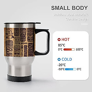 Oyihfvs Retro Tiki Icons Set Stainless Steel Travel Tea Mug for Car, Leak-Proof Vacuum Hot Cold Insulated Water Bottle, Thermal Tumbler Coffee Cup 14 oz
