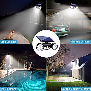 Ollivage Outdoor Solar Lights, 30 LED Solar Security Lights with Motion Sensor Dual Head Spotlights IP65 Waterproof 360° Adjustable LED Solar Motion Lights for Front Door Garage Patio Deck, 2 Pack