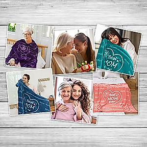 BESTSWEETIE Gifts for Mom Blanket - Best Mom Ever - Mom Birthday Gifts from Daughter Son Mom Gifts for Women After Birth Fuzzy Throw Blankets for Mom Wife Friend 50"x 60" Purple