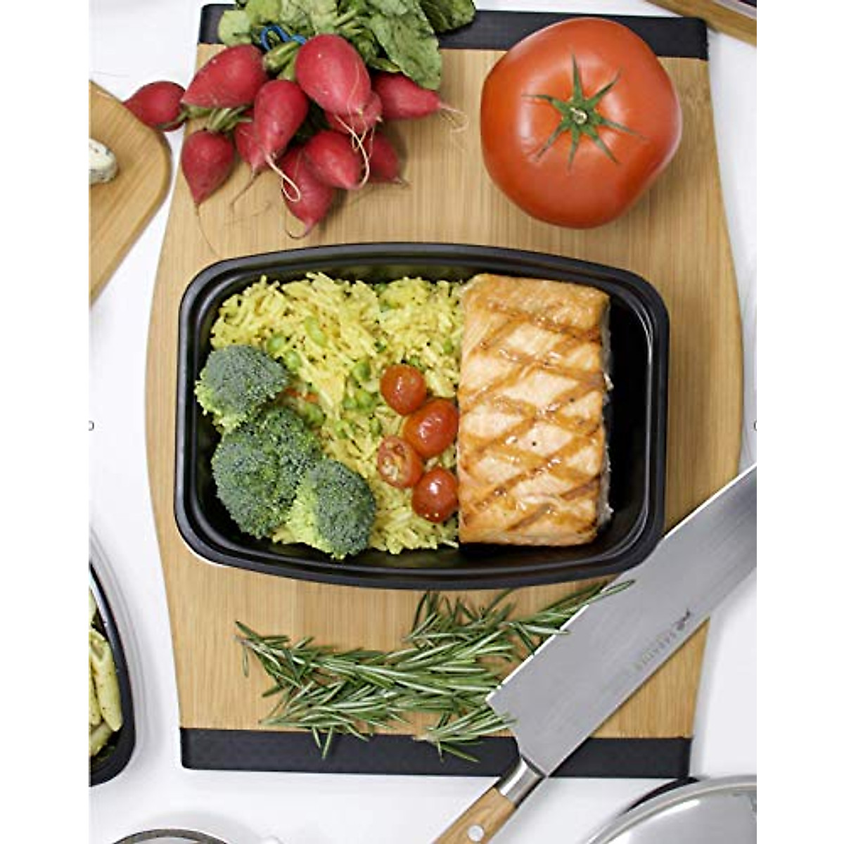Snap Pak 12010 Storage Containers 28 oz. Clear Lid/Black Base BPA Free, Microwave, Freezer & Dishwasher Safe Air Tight Seal, Very Durable Keeps Food F