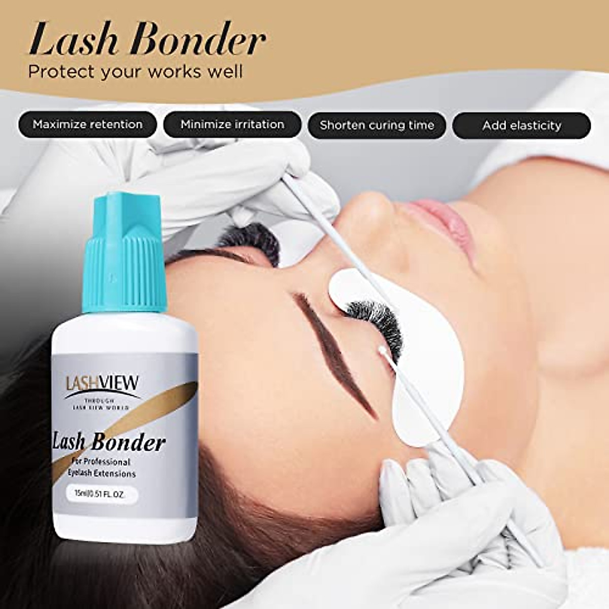LASHVIEW Lash Bonder for Eyelash Extension,Lash Sealant,Glue Accelerator,Super Bonder Longer Retention,Low Irritation, Water Oil Proof,Increase Lash Retention by up to 30% (15ml)