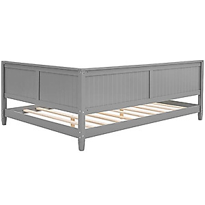 Anwick Wood Daybed Frame,Twin Bed Frames with Headboard and Back,Low Profile Day Bed with Solid Wood Slat Support for Toddlers,Kids,Teens,Adults,Easy Assemble (Twin, Grey)