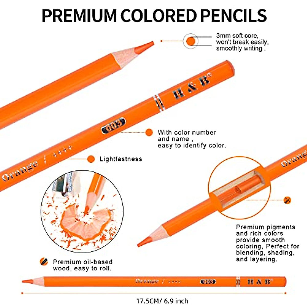 H & B 120 Colored Pencils Set for Creative Artists