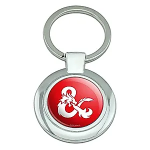 Dungeons & Dragons Ampersand Keychain Classy Round Chrome Plated Metal