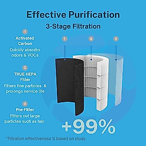 94 HEPA Air Purifier | Quickly Reduces Dander, Dander, Dust, Smoke, Pollen | Whisper Quiet Operation with 3 Stage Air Filtration | 705 Sq Ft of Clean Air | 1 Year Warranty