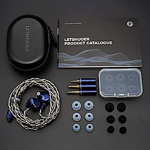 LETSHUOER S12 Pro 14.8mm Planar Magnetic Driver in-Ear Monitor, HiFi IEM in-Ear Earphones with CNC Machined Aluminum Alloy Ear Cavities (Blue, S12 PRO)