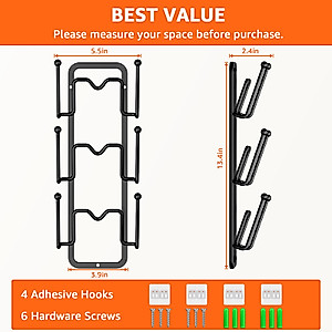 iHysuun 2 Pack Pot Lid Organizer, Pot Lid Holders for Kitchen Cabinet, Self-Adhesive/Drilling Pot Cover Holder Rack Wall/Door Mounted, 6-Tier Pots and Pans Top Organizer for Cabinet Door, Black