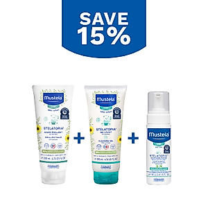 Mustela Stelatopia Eczema-Prone Skin Bath Time Gift Set - Baby Skin Care Essentials - with Natural Avocado & Sunflower Oil - 3 Items Set