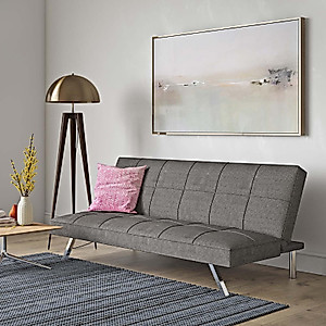 KNAMOTL Convertible Folding Futon Sofa Bed, Lounge Chair Single Bed, Modern Sofa Bed with Metal Frame and Stainless Leg for Living Room Bedroom Office, Grey