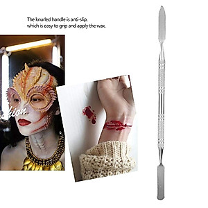 Wax Spatula, Stainless Steel Double-Ended Scar Wax Spatula Applicator Special Effects FX Makeup Tool(L)