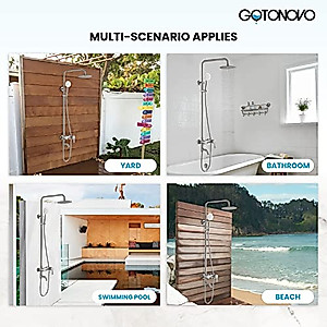 gotonovo Shower Faucet Sets SUS 304 Stainless Steel Rain Shower System 3 Triple Function with 8" Rain Shower Head Adjustable Handheld Shower Spray Brushed Nickel …