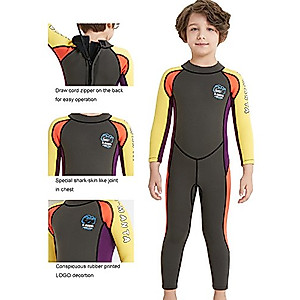 2.5mm Neoprene Dive Skin for Little Boys UV Protection One Piece Kids Wetsuit Quick Dry Swimmwear for Scuba Diving Swimming 4-5T Grey