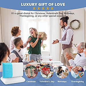 Ubozaw 2 Pack Cooling Gel Memory Foam Pillows for Sleeping, Firm Foam Bed Pillows with Holes, Ventilated Memory Foam Pillows for Back and Side Sleepers, 5 Inch Loft, with Washable Cover, Queen Size