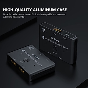 8K HDMI Splitter【HDMI 2.1 Cable 4FT】, 8K@60Hz HDMI Switch, 48Gbps Bidirectional HDMI Switcher 2 in 1 Out, Support 4K@120Hz, Dynamic HDR, HDCP 2.3, Compatible with Xbox X/PS5/8K TV(Only one Monitor)