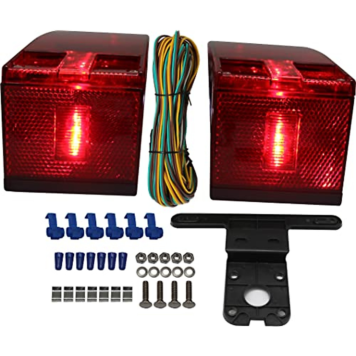 MAXXHAUL 70468 Trailer Light Kit - 12V All LED, Rectangular Left and Right Waterproof Submersible for Trailers, Boat Trailer Truck Marine Camper RV Snowmobile