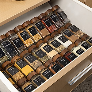 Yangbaga 35Pcs Glass Spice Jars with Labels，4oz Empty Square Spice Bottles with acacia wood lid & Shaker Lids and Silicone Collapsible Funnel Included