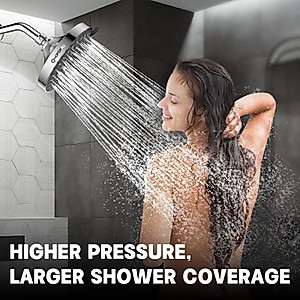 HOPOPRO 5-Mode High Pressure Shower Head - High Flow Fixed Showerheads Bathroom Rain Showerhead (6 Inch Chrome)