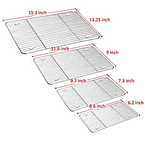P&P CHEF Cooling Rack Set for Baking Cooking Roasting Oven Use, 4-Piece Stainless Steel Grill Racks, Fit Various Size Cookie Sheets - Oven & Dishwasher Safe