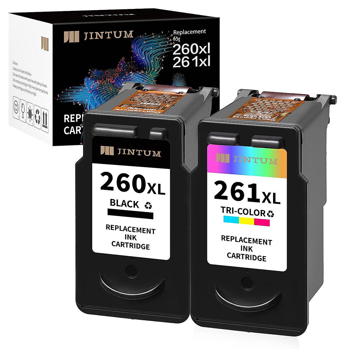JINTUM Compatible Ink Cartridges Relacement for Canon 260 and 261 Ink Cartridge for TS6420a TS6420 TR7020a TR7020 TS5320 Printer Ink (1 Black, 1 Tri-Color)