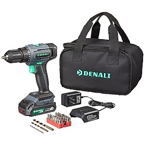 Amazon Brand - Denali by SKIL 20V Drill Driver Kit with 36 Piece Bit Set, Includes 2.0Ah Lithium Battery, 1A Compact Charger and Carry Bag, Blue
