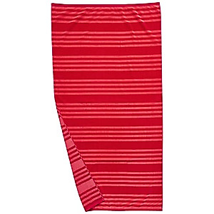 Amazon Basics Oversized Premium Cotton Beach Towel - Bold Stripe - Coral/Red, 36" x 72", 2-Pack