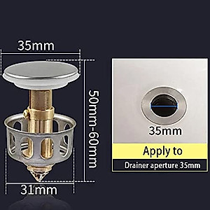 LMMDDP Basin Up Drain Filter Universal Wash Basin Bounce Drain Filter Sink Drain Vanity Stopper Up Drain Filter Bathroom Use