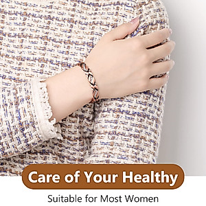 Jecanori Pure Copper Bracelets for Women,Ultra Magnetic Bracelets for Women with 3500 Gauss Magnets,Crystal Valentine's Day Jewelry Gift, Sizing Tool