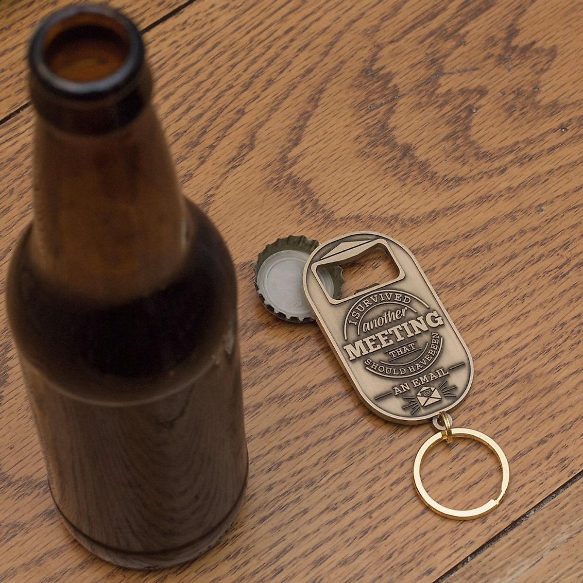 Gift for Boss or Coworker - "I Survived Another Meeting That Should Have Been An Email" Keychain and Bottle Opener