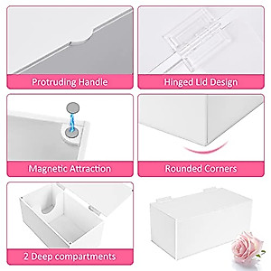 ChengFu Acrylic Magnetic Sanitary Napkin Storage Container, Pad Holder for Period, Pad Holder for Women Bathroom, Pad and Tampon Holder for Bathroom, Sanitary Napkin Dispenser, White