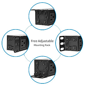 KUEEN 19" 1U Rack Mount PDU Power Strips,Server Rack Power Distribution Unit, 8 Power outlets,16AWG SJT 6.6ft Cord,1U/15A/125V, Aluminum Alloy with Surge Protector and Circuit Breaker on/Off Switch