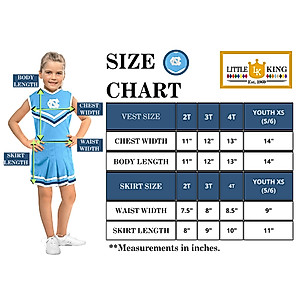 Little King NCAA Toddler/Youth Girls Team 2 Piece Cheer Dress-North Carolina Tar Heels-3T
