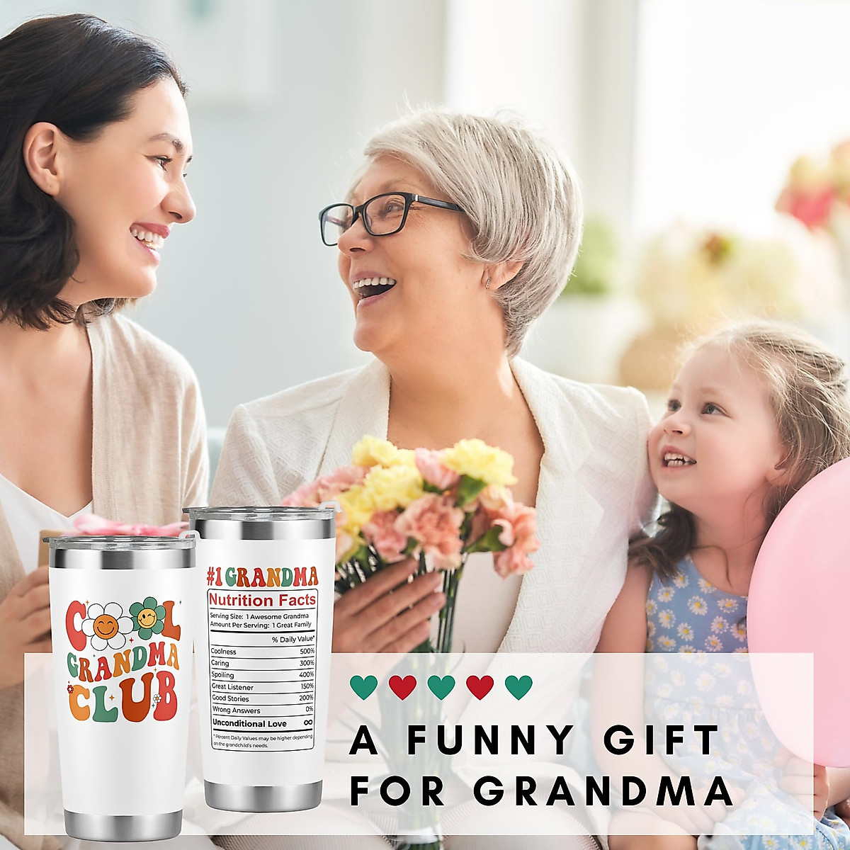 Grandma Gifts - Christmas Gifts for Grandma, Grandma Birthday Gifts - Gifts for Grandma from Granddaughter, Grandson, Grandkids, Grandchildren - Gifts Ideas for Grandma, Grandmother - 20 Oz Tumbler
