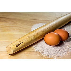 French Rolling Pin for Baking Pizza Dough, Pie & Cookie in wood - Essential Kitchen utensil tools gift ideas for bakers 18 inch Pins