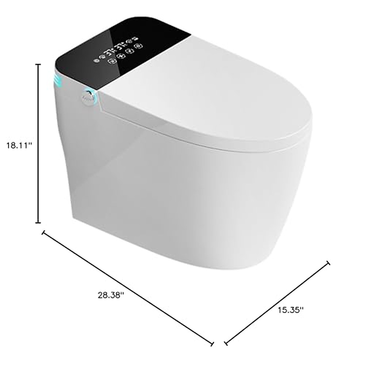 Smart toilet with bidet built in One-piece Bidet Toilet Seat,Foot Sensor Flushing, Heated Seat and Multi-Functional Remote Control Night Light,LED Display-Black