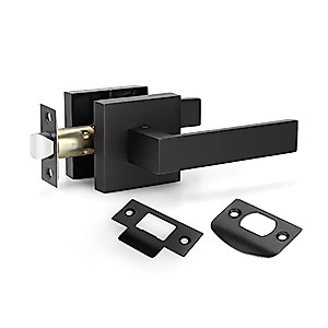 KNOBWELL Matte Black Heavy Duty Interior Door Handle Closet Door Handles, Classic Passage Door Lever Hall and Closet Door Handle, Left or Right Handing Levers 2.07 lb One Lever