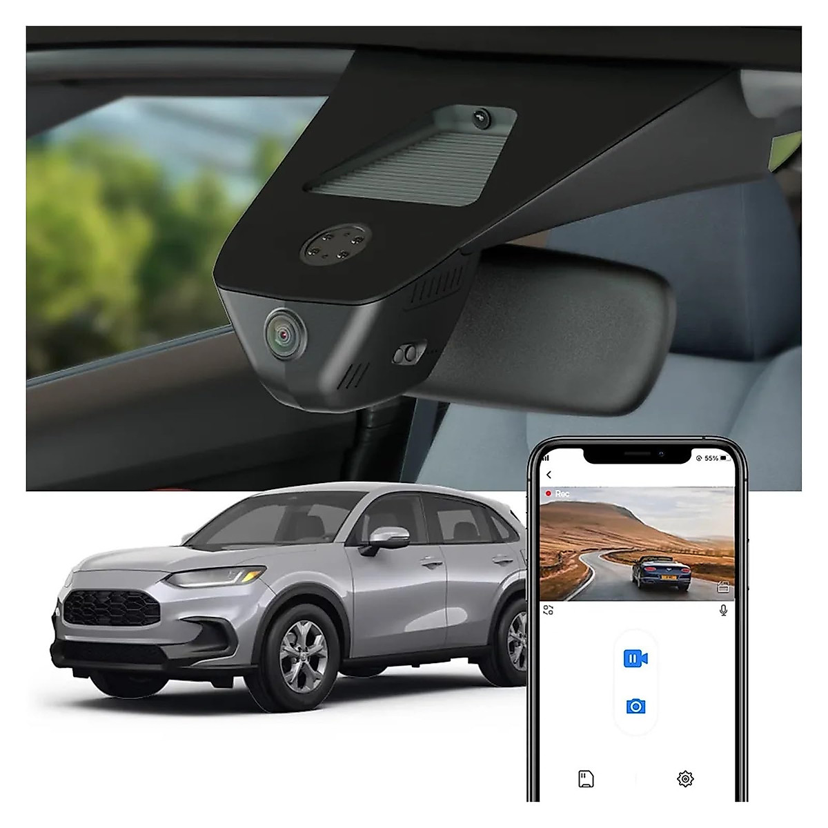 Fitcamx 4K Dash Cam Compatible with Car,Dash Camera Compatible with 2023 HR-V HRV HR V 3rd Gen (Color : Honda HRV 2023, Size : 4K Dual Cam 128GB)