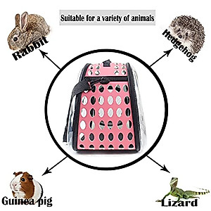 Guinea Pig Carrier, Hamster Carrier Portable Breathable Rabbit Bag for Bunny Hedgehog Marten Small Transparent Animal Carrier (Black)