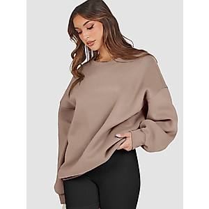 ATHMILE Girls' Fashion Oversized Sweatshirt Crewneck Fleece Long Sleeve Pullover Hoodies Tops Fall Outfits 2024 Clothes-S