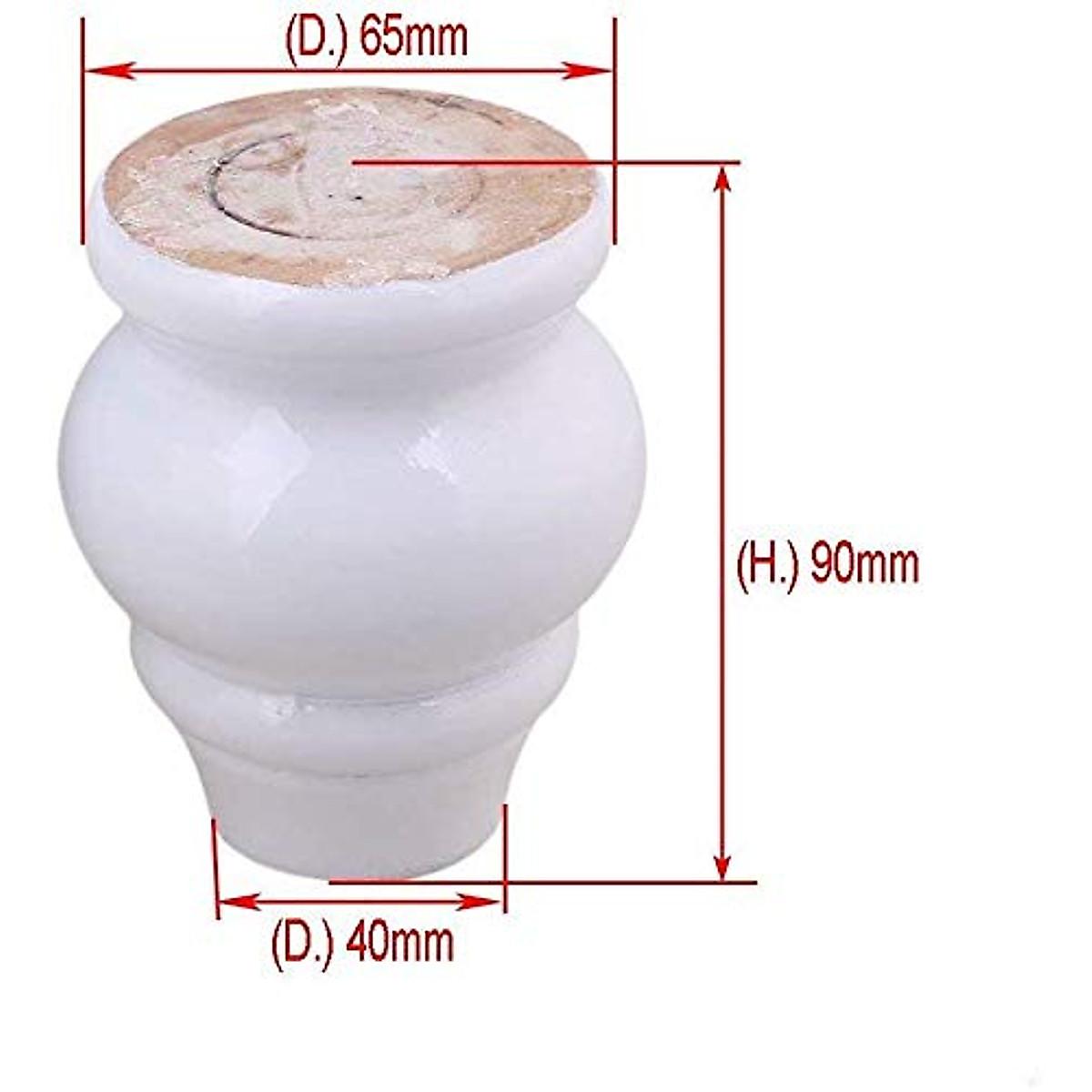 Mysummer 4PCS Solid Wood Furniture Legs White Finished Turned Wood Sofa Legs 3.54" Tall Furniture Legs Bun Feet for Cabinet Sofa Ottoman TV Stand Loveseat Dresser