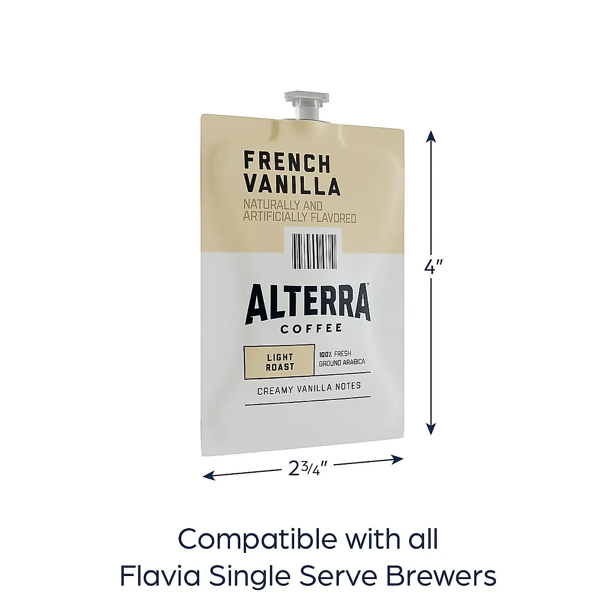 Alterra A183 Alterra Coffee Freshpacks, French Vanilla, 100/CT, Black