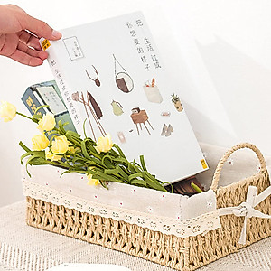 1pc Bedside Basket Snack Container Office Desk Decor Desk Tray Woven Baskets Fruits Basket Seagrass Baskets Wicker Basket Makeup Pallet Bread Container Food Fabric with Handle